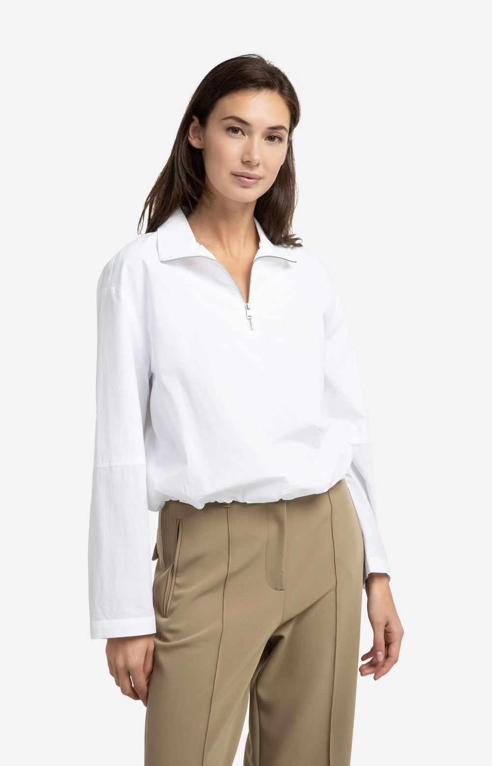 Blouse ballon avec fermeture éclair et manches longues