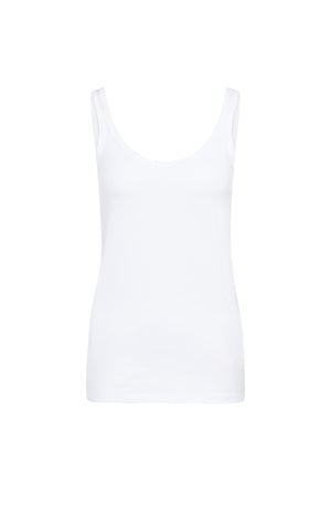 Basic katoenen singlet met elastische bandjes met meshdetail