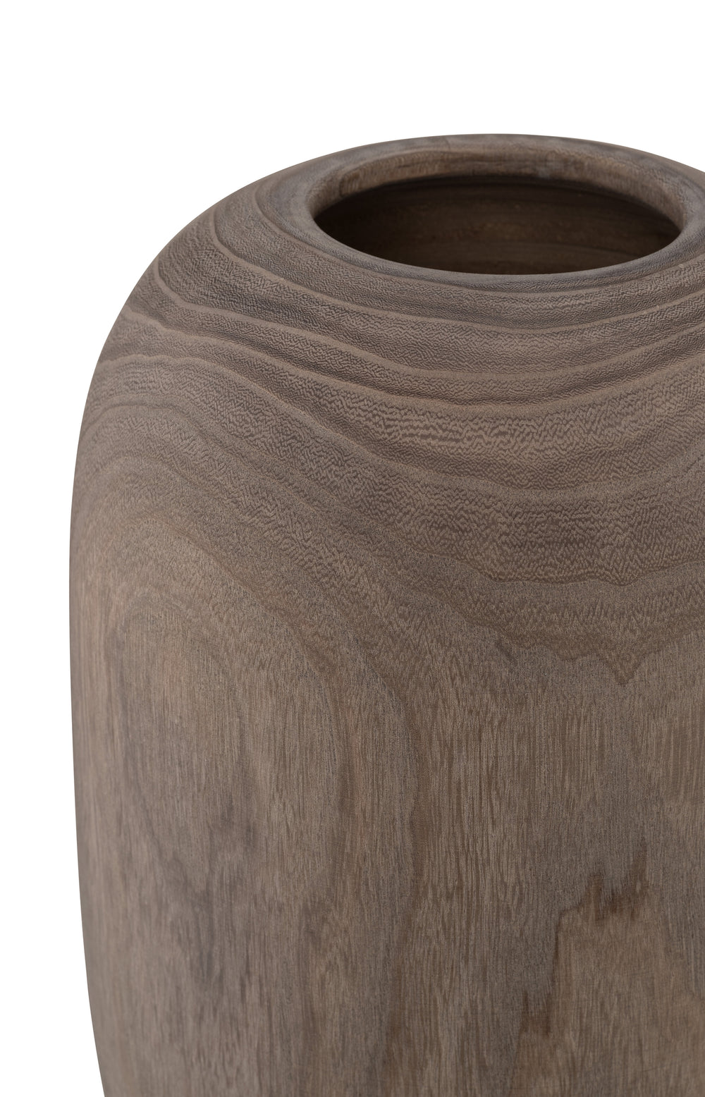 Decorative wooden vase with round shape