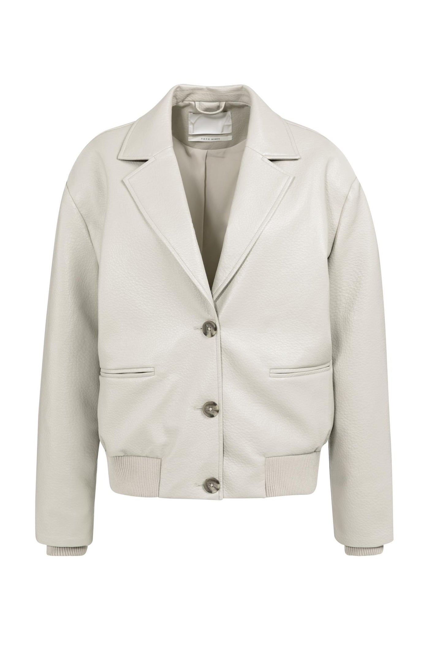 Oversized faux leather jacket with classic collar