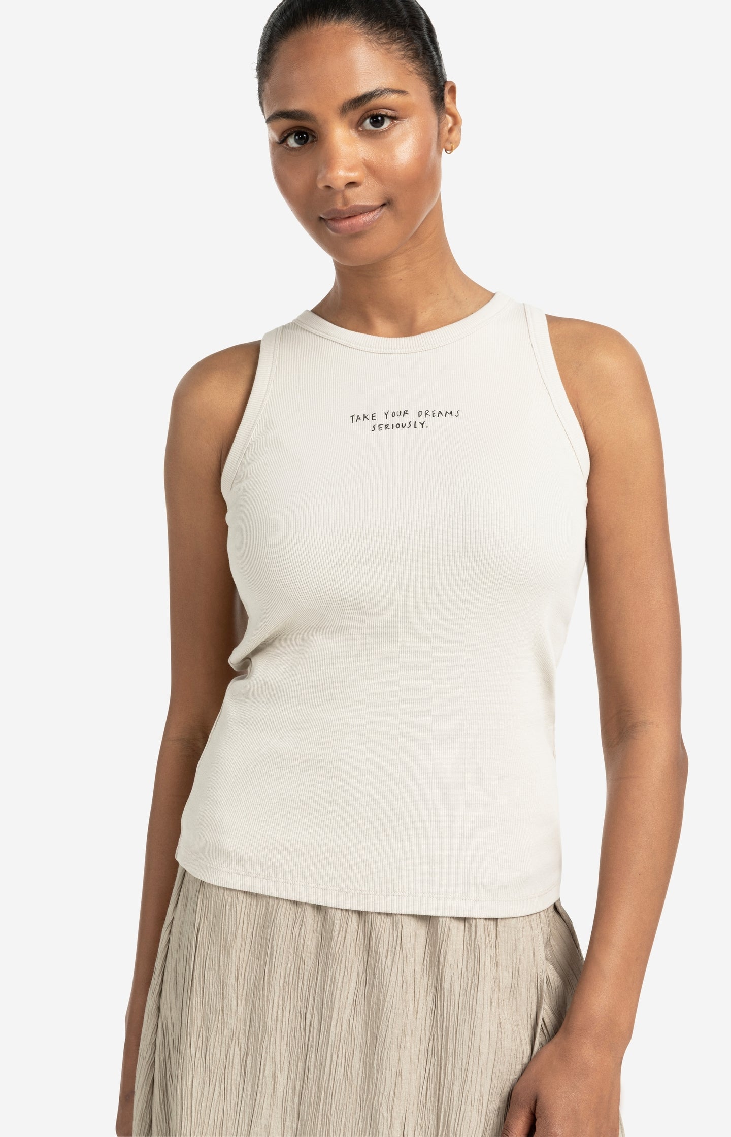 Ribbed singlet with subtle frontprint