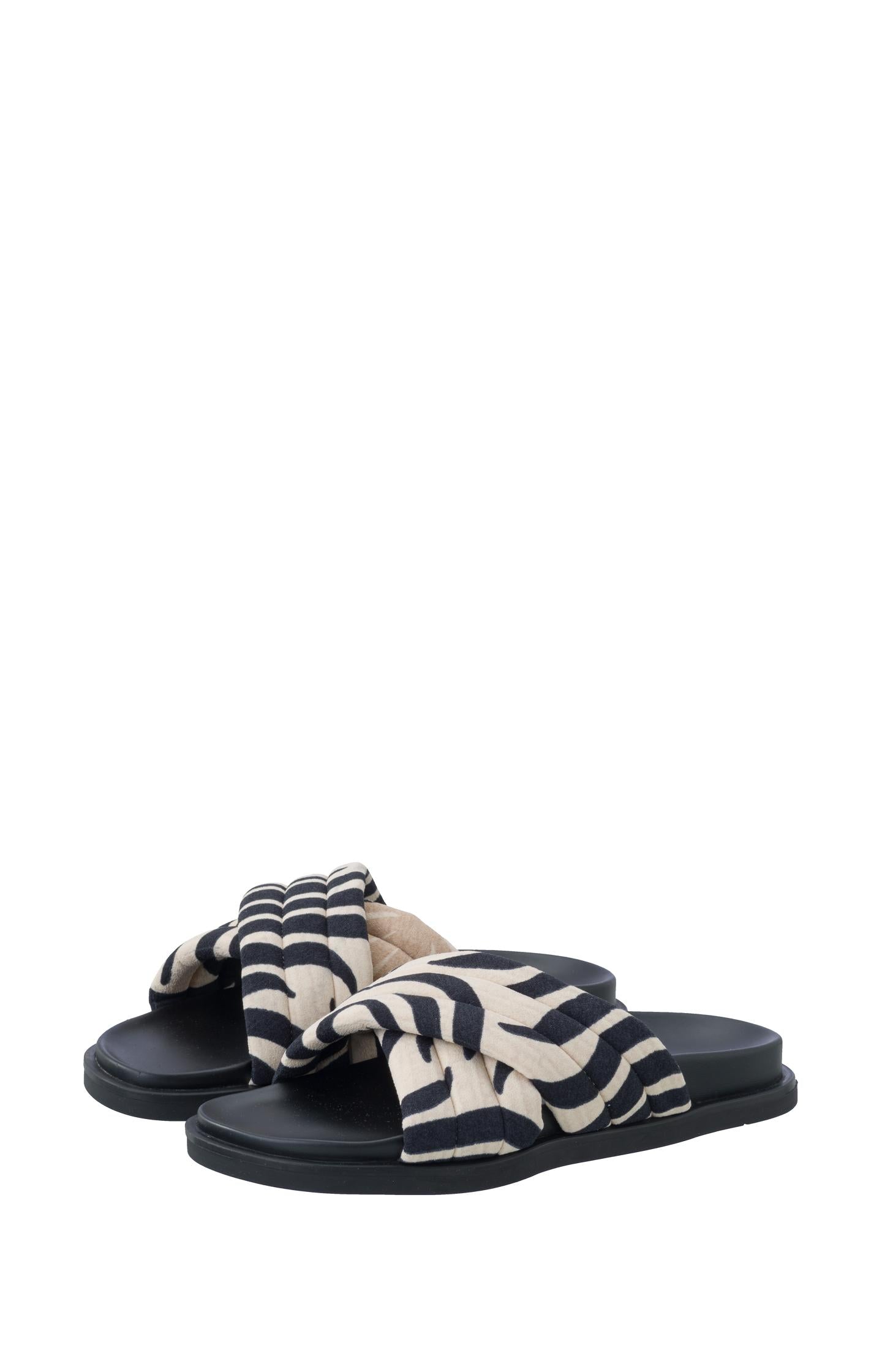 Slipper with crossed straps and retro print