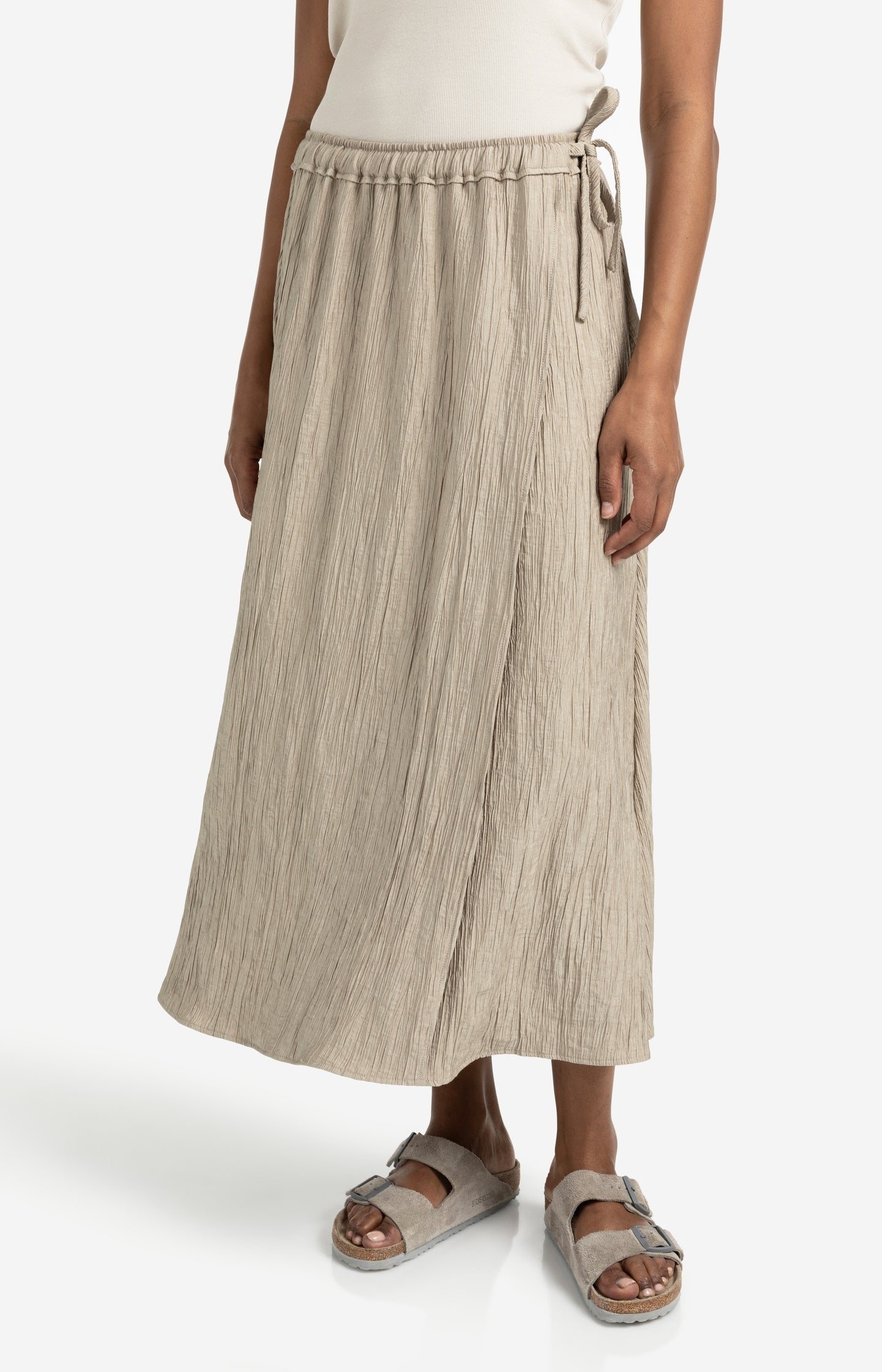 Structured midi skirt with tie detail and wrap look