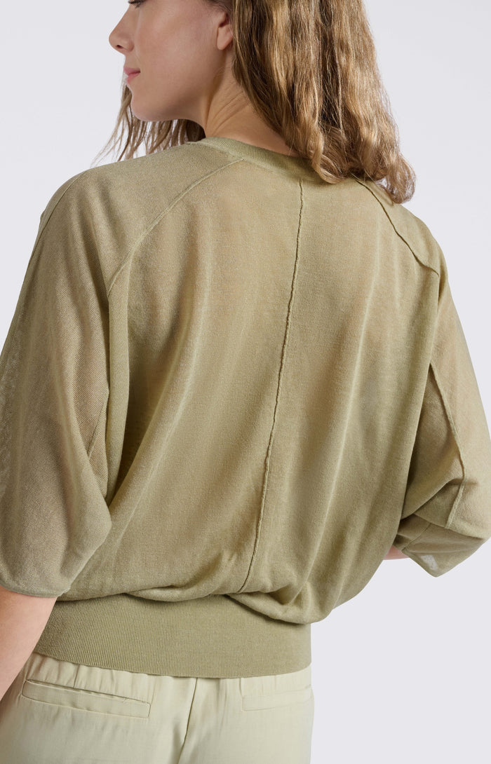 Transparent sweater with batwing sleeves