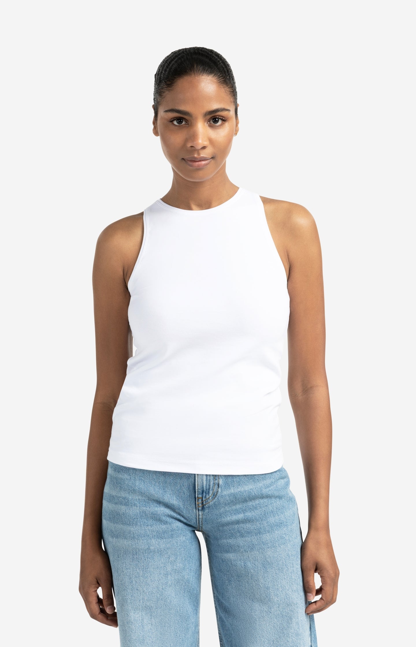 Witte haltertop van zachte stof